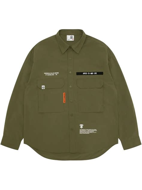Aape By A Bathing Ape® Text Print Shirt Green Farfetch In