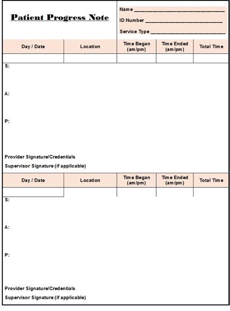 Patient Progress Notes Templates Excel Word Template