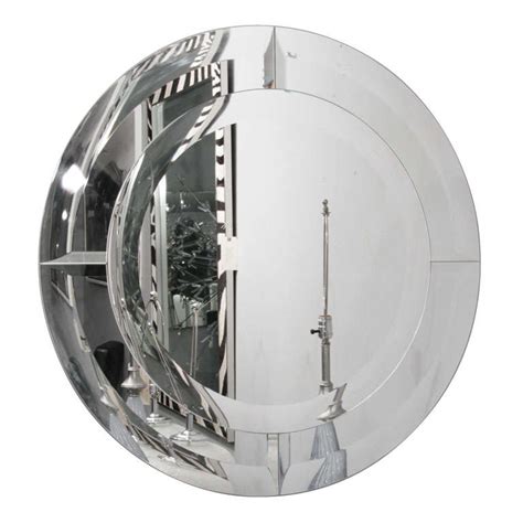Custom Round Clear Mirror In The Manner Of Karl Springer For Sale At