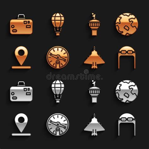 Set Compass Worldwide Aviator Hat With Goggles Jet Fighter Location