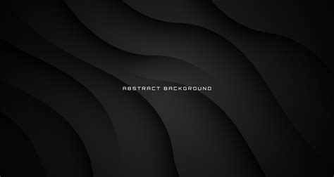 3d Black Geometric Abstract Background Overlap Layer On Dark Space With Waves Effect Decoration