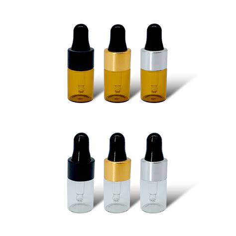 Slender Glass Sample Size Dropper Bottles 1ml 2ml 3ml 5ml