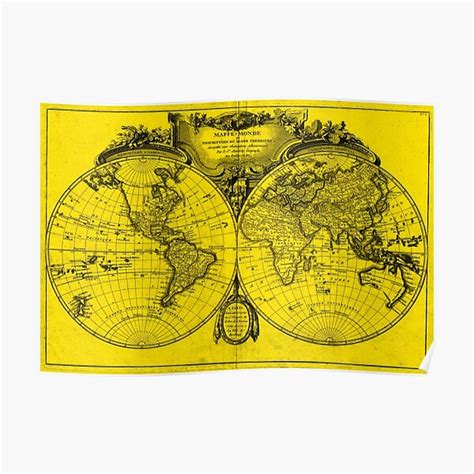 World Map 1775 Yellow And Black Poster For Sale By Bravuramedia Redbubble