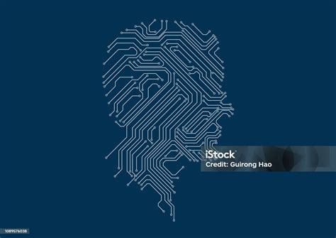 인간의 머리의 회로 기판 구성 네트워크 기술 연결 데이터 전송 및 저장 비즈니스 전략에 대한 스톡 벡터 아트 및 기타 이미지