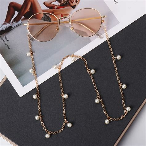 1pc Metal Eyeglass Chains Pearls Leaves Sunglasses Vicedeal