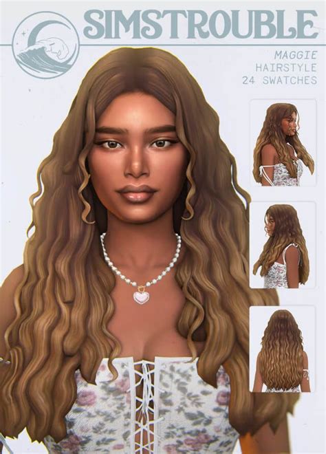 Maggie Hairstyle 4 Versions By Simstrouble Sims Hair Tumblr Sims 4