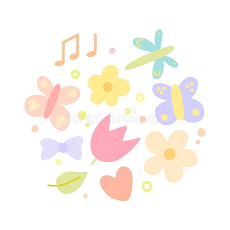 Summer And Spring Elements In Circular Shape Stock Illustration Illustration Of Tender