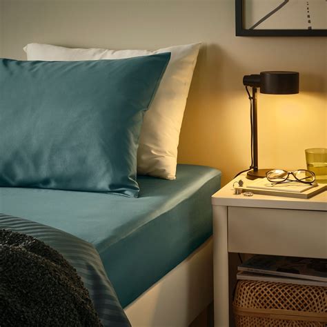 Nattjasmin Fitted Sheet Blue Green 90x200 Cm Ikea