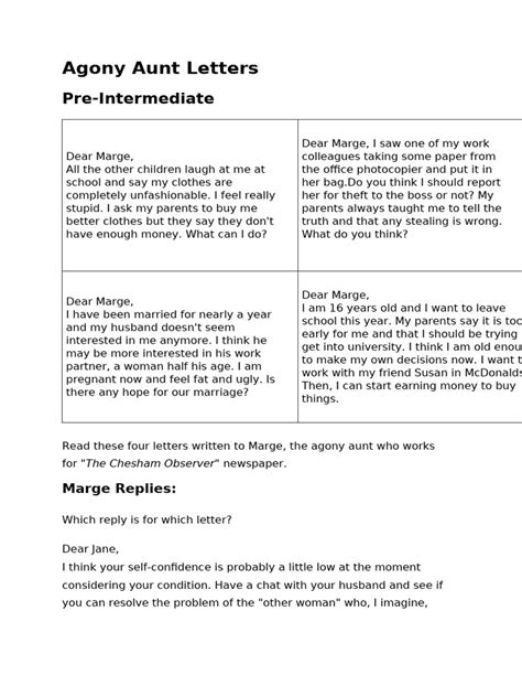 Agony Aunt Letters Pdf