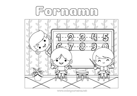 Färgläggning Elever Klassrum Siffror 1 Till 10