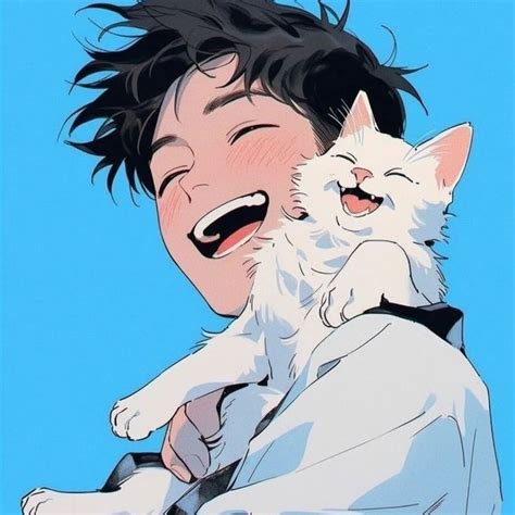 Anime Guy And Cat Holding Cat Anime Pose Drawing Your Lie In April