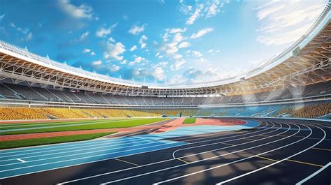 La Imagen Muestra Un Gran Estadio Moderno Con Una Pista De Atletismo