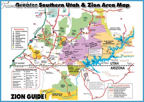 Zion National Park Hiking Map Travelsfinderscom