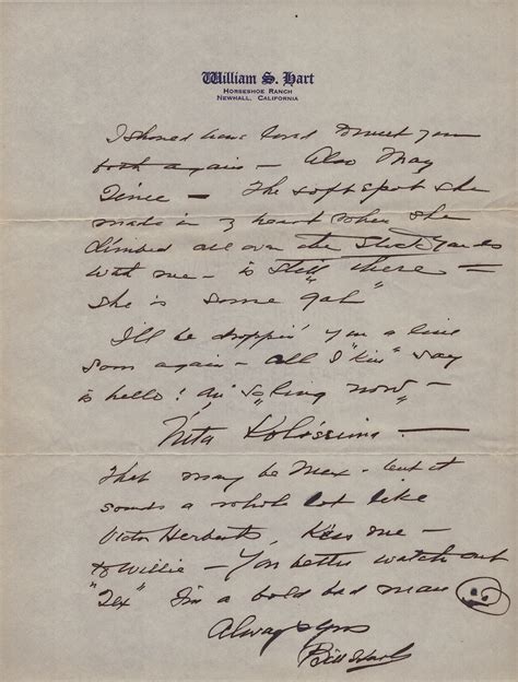 William S Hart Autograph Letter Signed 12081938 Historyforsale