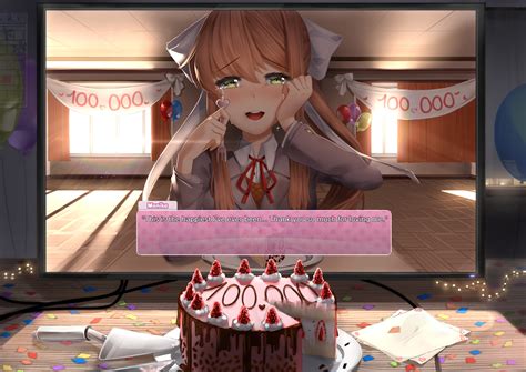 Monika Celebration Hd Wallpaper Doki Doki Literature Club By Sasoura