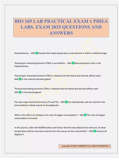 Bio 169 Lab Practical Exam 1 Phils Labs Exam 2025 Questions And Answers Bio 169 Stuvia Us