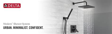 Delta Modern 14 Series Square Rain Shower System Faucet Set Rainfall