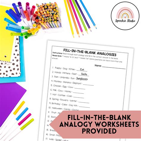 Adjectives And Analogies Activities And Worksheets For Speech Therapy