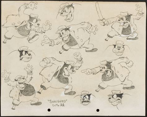 Peg Leg Pete Walt Disney Model Sheet Artwork Shanghaied 1933