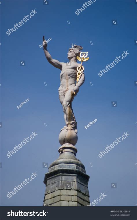 Statue Of Hermes The Messenger To Greek Gods Carrying His Golden Staff