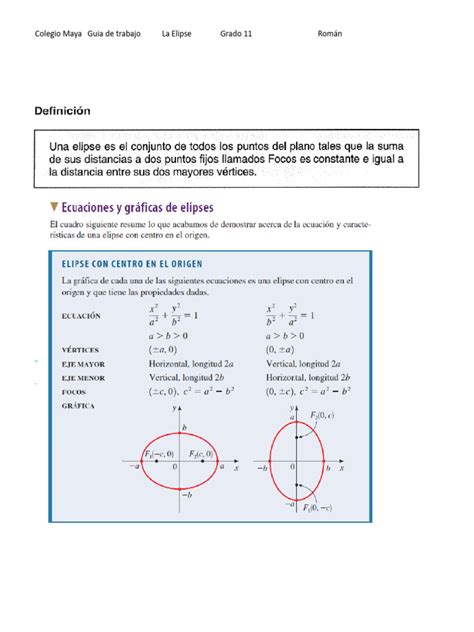 Guía De Trabajo La Elipse Grado 11 Pdf