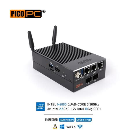 Picopc® Firewall Router Intel N6005 16gb 128gb 3x2 5gbe Wifi6 Dual Intel® 10gig Sfp Fiber
