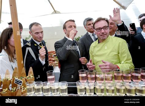 French President Emmanuel Macron And First Lady Brigitte Macron Receive