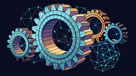 3d Gear Wheels Are Made From Lines Triangles Low Polygons And