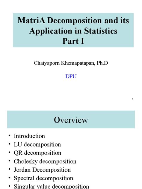 Matrix Decomposition And Its Application Part I Pdf Matrix Mathematics Matrix Theory