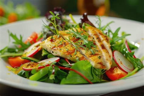 Vegetable Salad With White Cheese And Roast Chcicken Meat Premium Ai