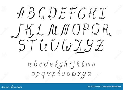 Set Of Hand Drawn Font With Uppercase And Lowercase Script Alphabet Letters For Design