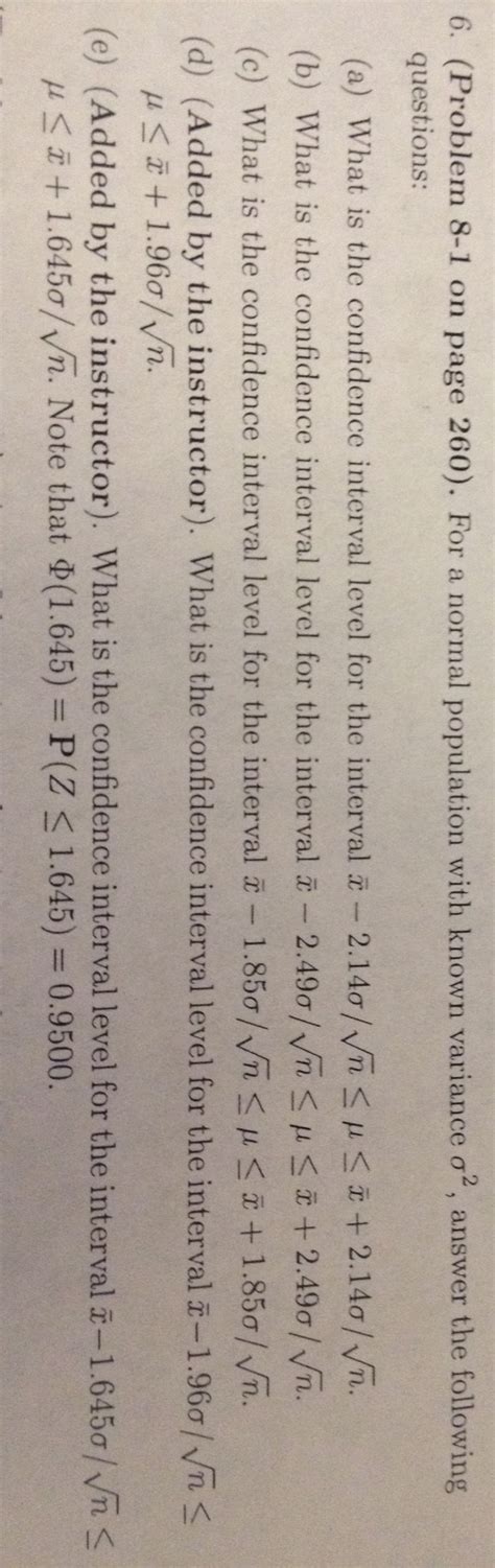 Solved F Of A Normal Population With Known Variance Sigma2