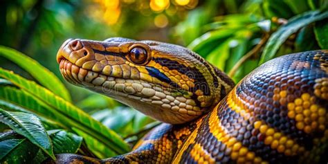 Unveiling The Majesty Of A Reticulated Python In A Lush Tropical