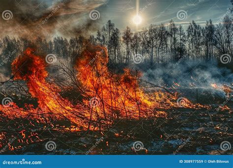 Wildfire In The Forest Stock Image Image Of Orange 308977559