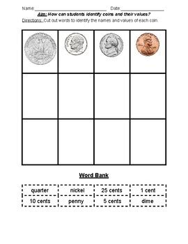 Identifying Coins And Their Values By MS Jillian TPT
