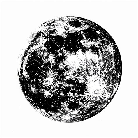 Detailed Black And White Moon Illustration Free Photo Illustration