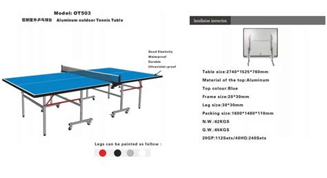 Outdoor Facilities Acp Equipment Tennis Table Professional 25mm Movable Folding Table Tennis
