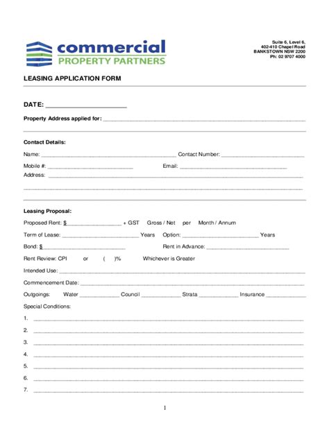 Fillable Online Leasing Application Form Fax Email Print Pdffiller