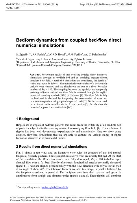 Pdf Bedform Dynamics From Coupled Bed Flow Direct Numerical Simulations