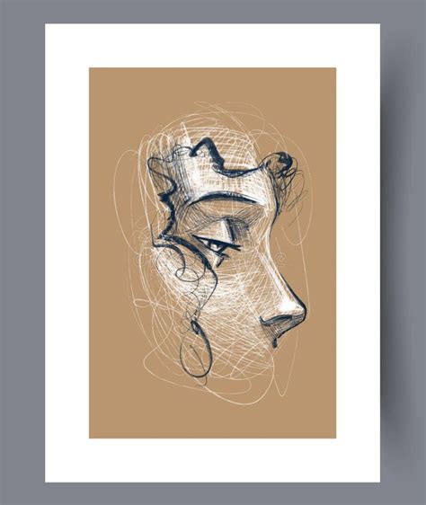 Portrait Woman Erotic Minimalism Wall Art Print Stock Vector