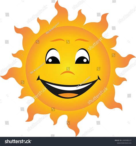 Illustration Vector Smiling Sun Icon Smiling Stock Vector Royalty Free 2205585177 Shutterstock