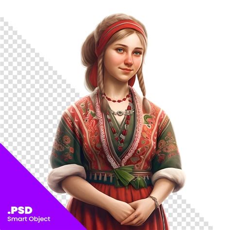 Premium Psd Portrait Of A Beautiful Russian Girl In National Clothes