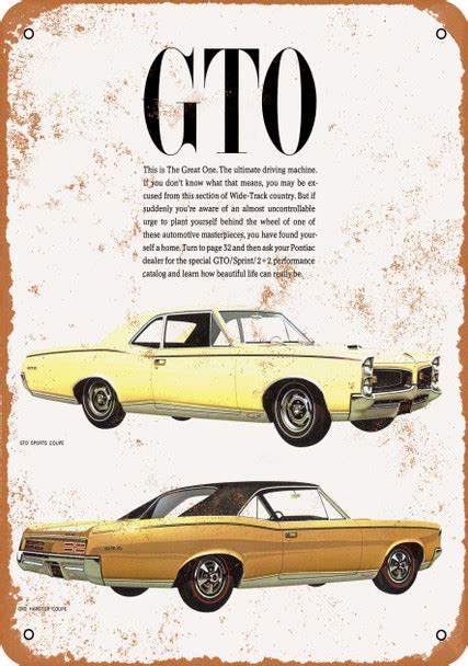 1967 Pontiac Gto Metal Sign