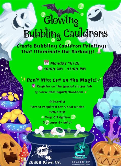 Bubbling Cauldrons Ghoulish Glow And Cauldron Flow Darling Art School