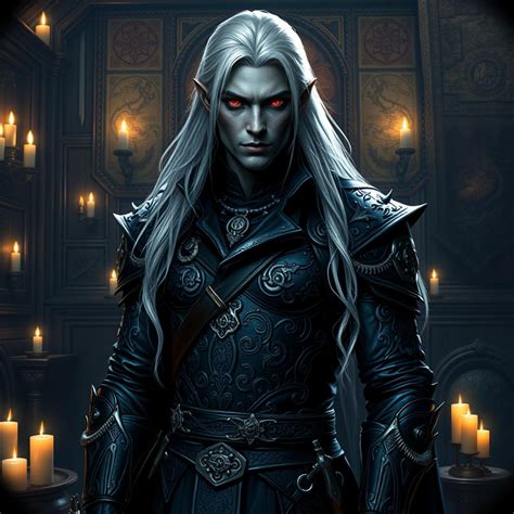Striking Male Drow Assassin In Lavish Guildhall Idyllic Images