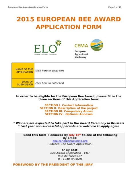 2023 Bee Award Application Doc Template Pdffiller