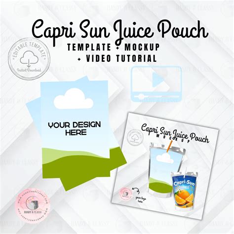 Juice Pouch Template Editable Handyandclassy