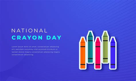 National Crayon Day Paper Cut Style Vector Design Illustration For