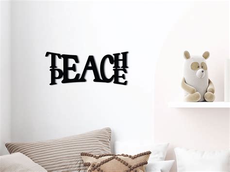 Teach Peace Sign Peace Sign Wall Art Peace Love Sign Wood Cut Out