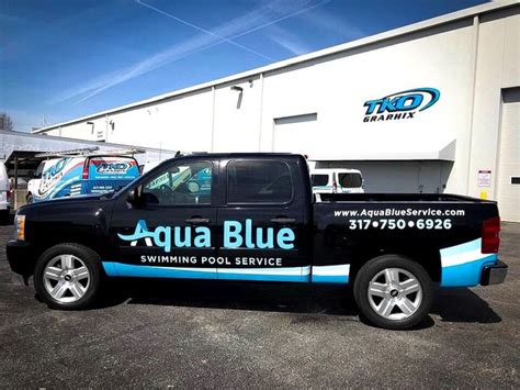 Aqua Blue Swimming Pool Service Work Truck Wrap